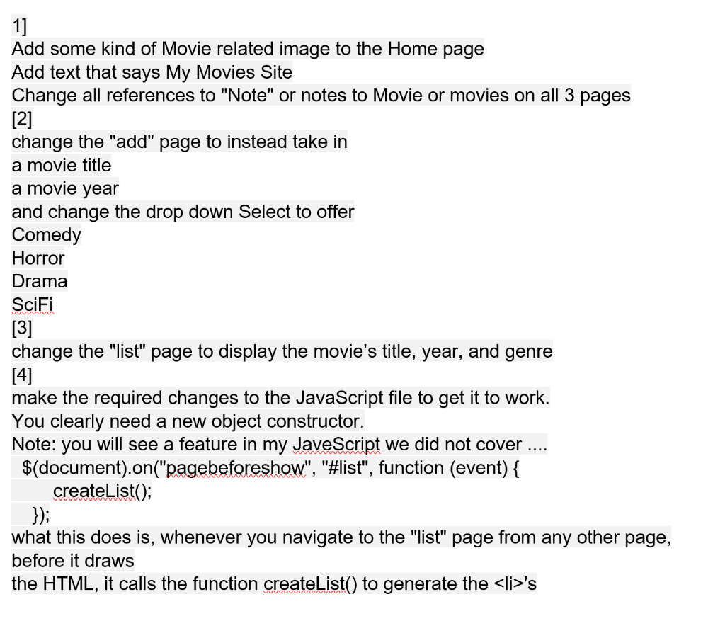 Solved 1] Add some kind of Movie related image to the Home | Chegg.com