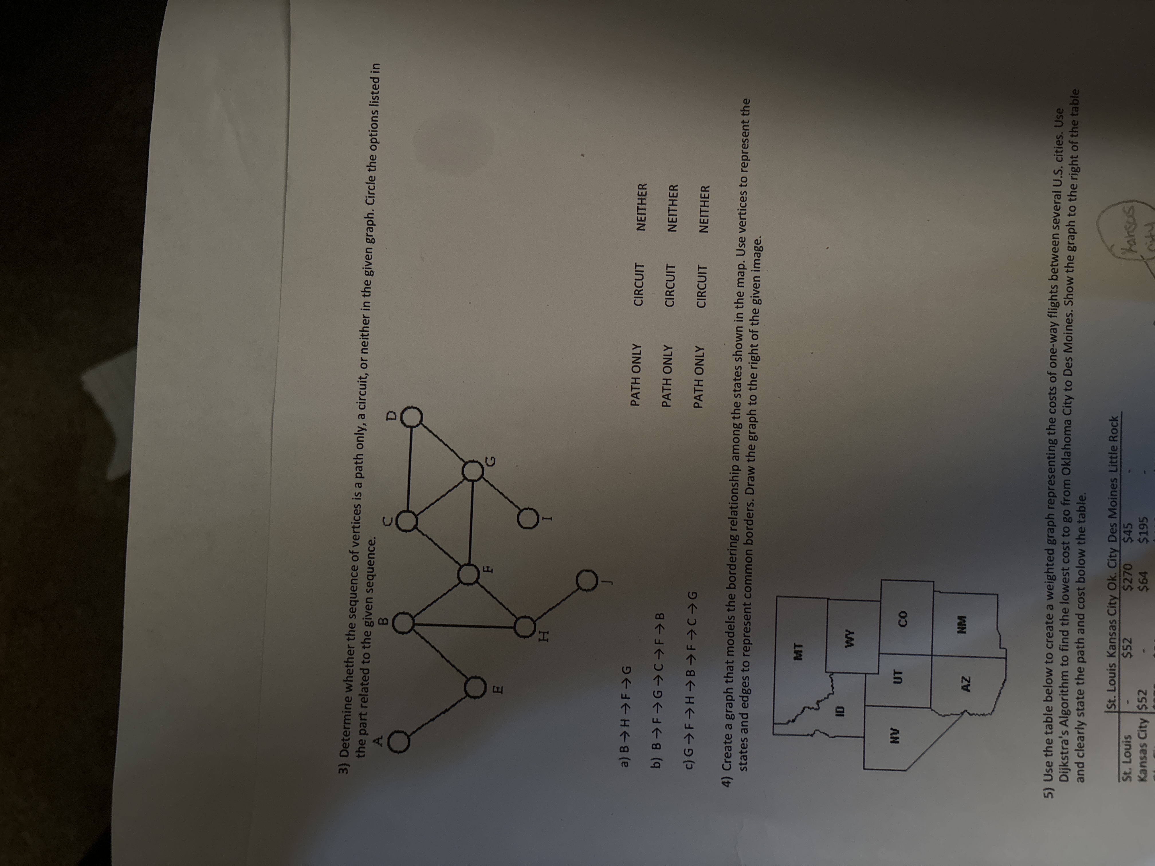 Solved 3) Determine whether the sequence of vertices is a | Chegg.com