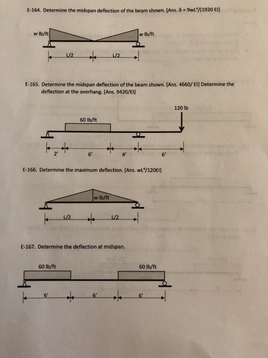 Solved E 164 Determine The Midspan Deflection Of The Beam