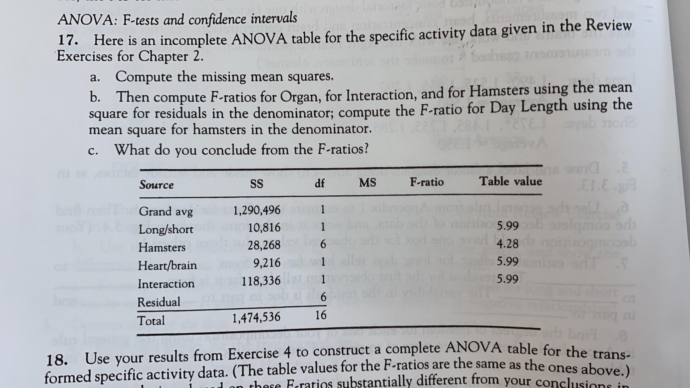 C. ANOVA: F-tests and confidence intervals 17. Here | Chegg.com