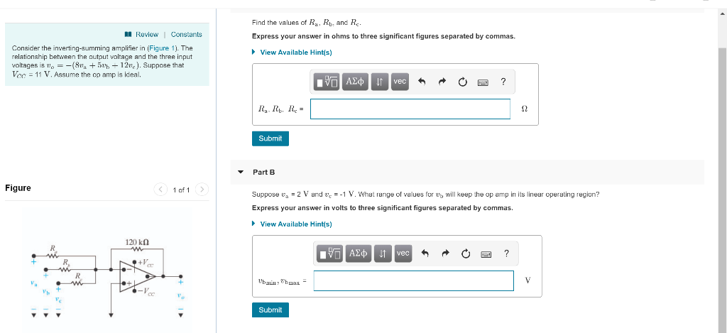 Solved Find the values of R, Rb and Rc. Express your answer | Chegg.com