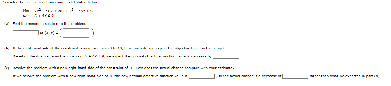 Solved Consider the nonlinear optimization model stated | Chegg.com