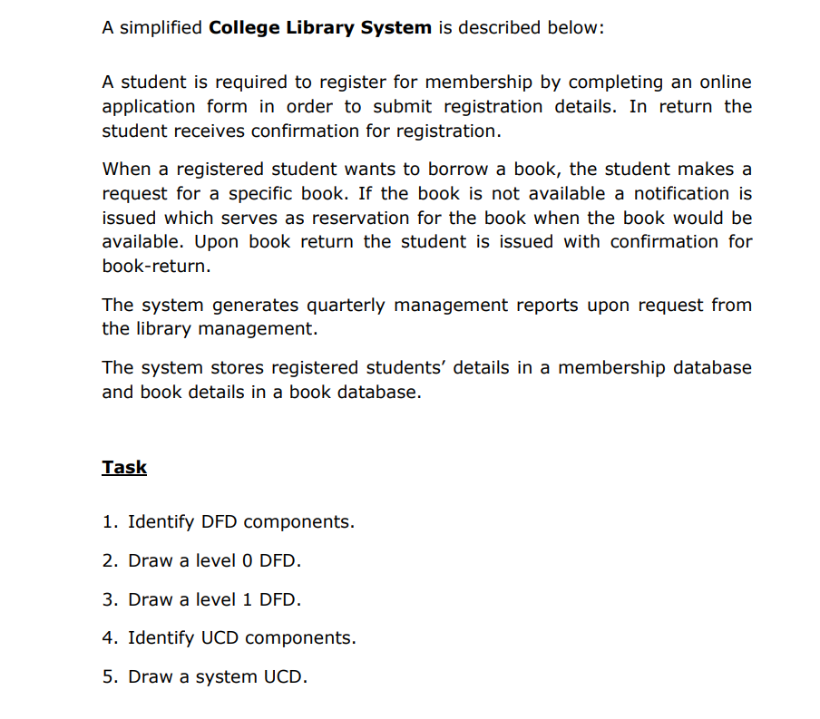 Solved A simplified College Library System is described | Chegg.com