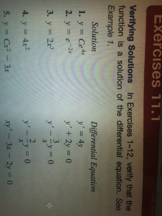 Solved Exercises 11.1 Verifying Solutions In Exercises 1-12, | Chegg.com