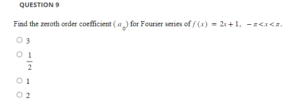 Solved Find the zeroth order coefficient (a0) for Fourier | Chegg.com