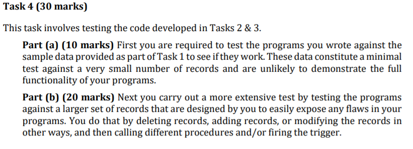 MYSQL CODES ONLY FOR THE FOLLOWING TASK (TASK 4 | Chegg.com
