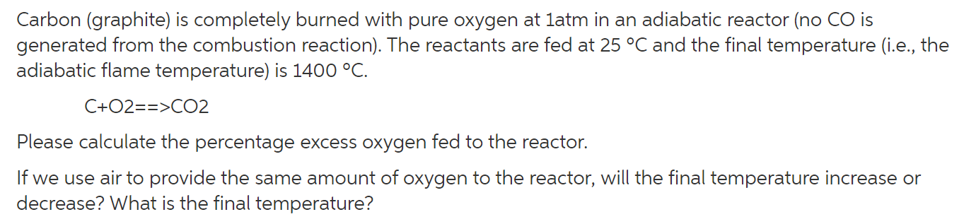 Solved Carbon (graphite) is completely burned with pure | Chegg.com
