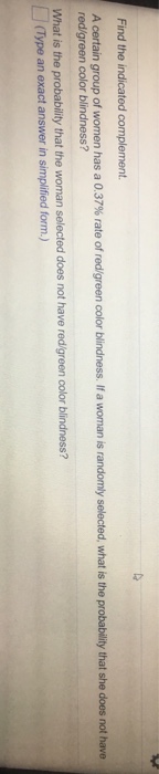 Solved Find the indicated complement. A certain group of | Chegg.com