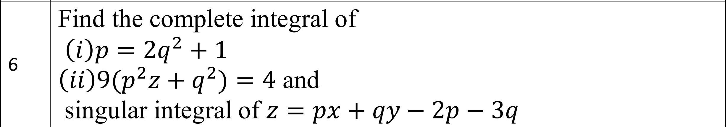 Solved Find the complete integral of (i) p=2q2+1 (ii) | Chegg.com