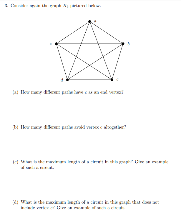 Solved 3. Consider again the graph Ks pictured below. a b d | Chegg.com