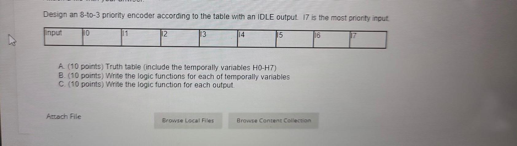 Solved Design an 8-to-3 priority encoder according to the | Chegg.com