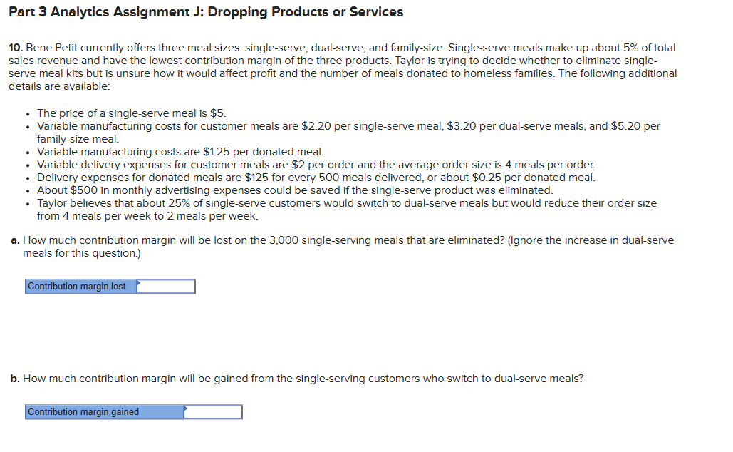 Solved Required information Part 3 Analytics Assignment: | Chegg.com