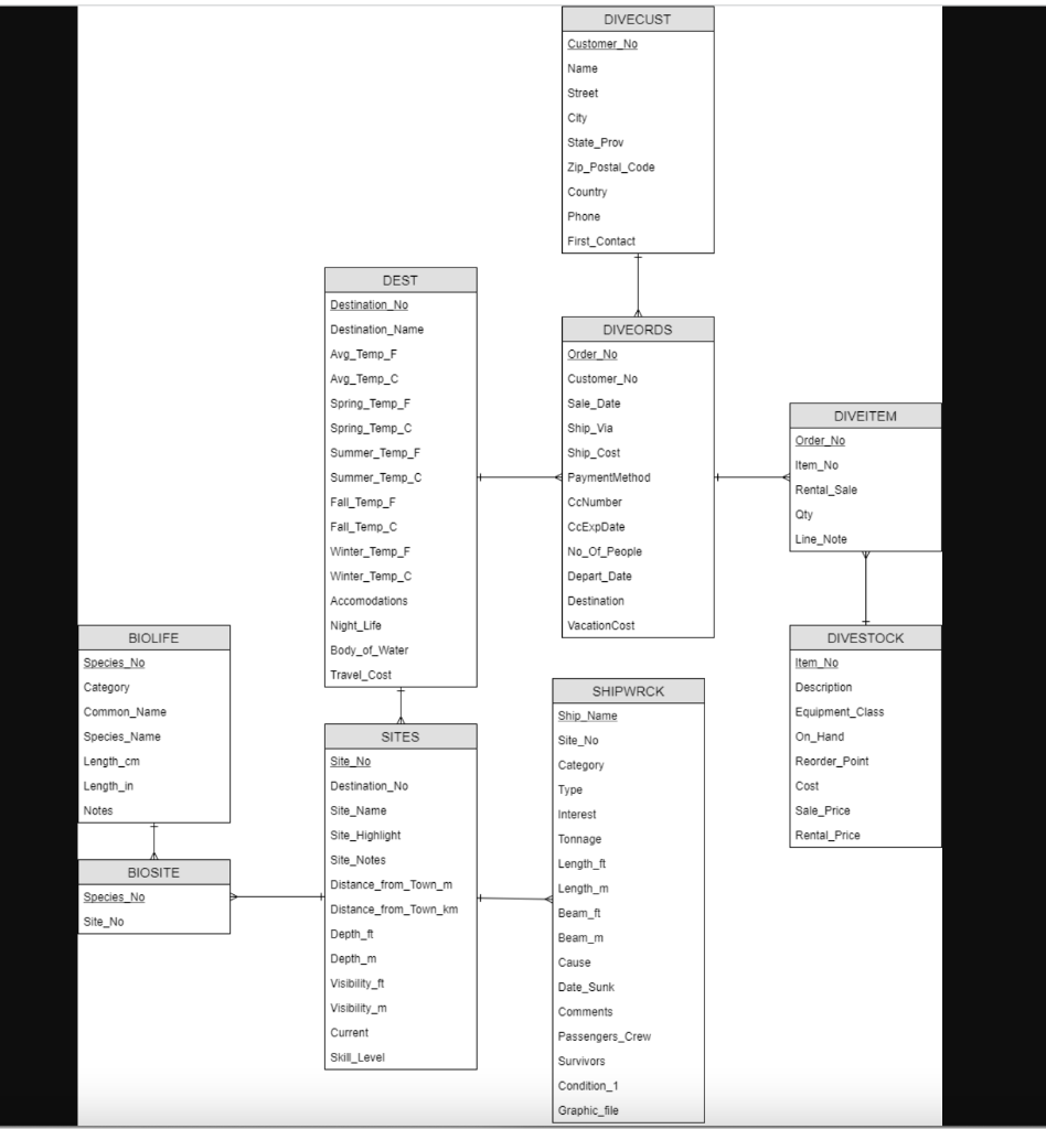 Solved Using the DiveShop database, create a query that | Chegg.com