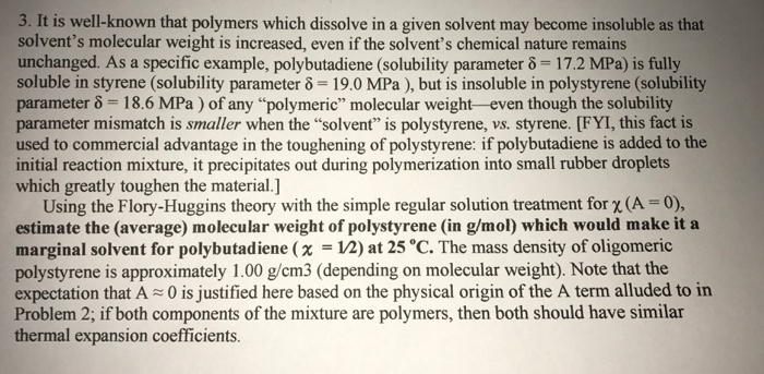 Solved It is well-known that polymers which dissolve in a | Chegg.com