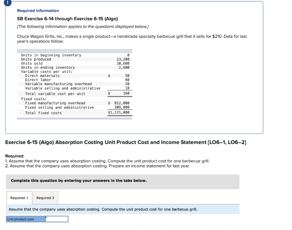 Solved Required information SB Exercise 6-14 through | Chegg.com