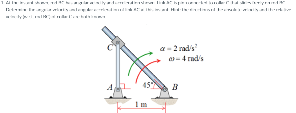 Solved At the instant shown, rod BC ﻿has angular velocity | Chegg.com