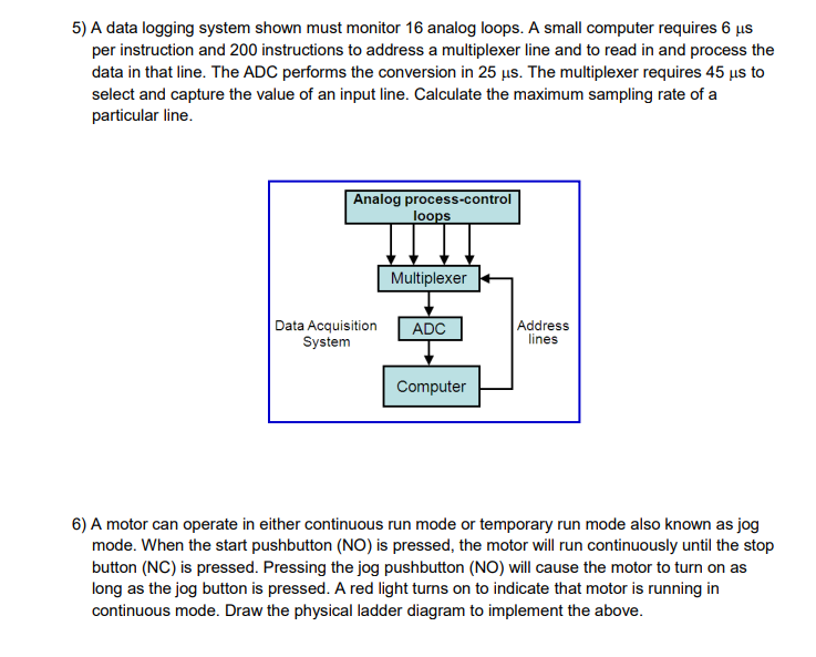 5) A data logging system shown must monitor 16 analog | Chegg.com