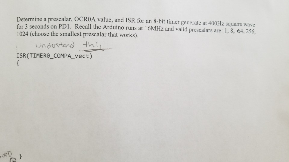 ne a prescalar, OCROA value, and ISR for an 8-bit | Chegg.com