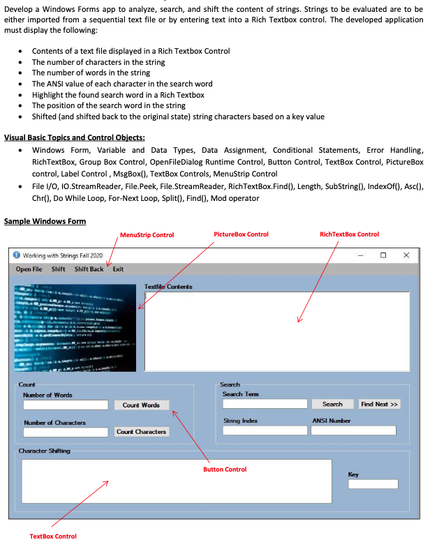 Solved Develop a Windows Forms app to analyze, search, and | Chegg.com