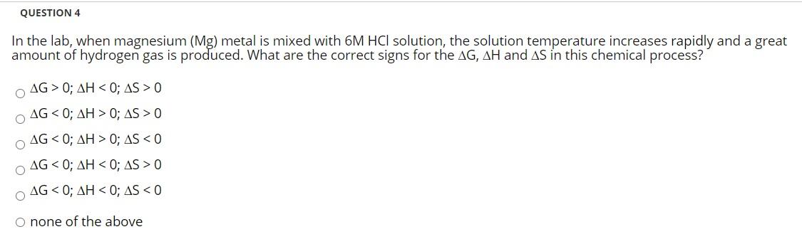 Solved QUESTION 4 In the lab, when magnesium (Mg) metal is | Chegg.com