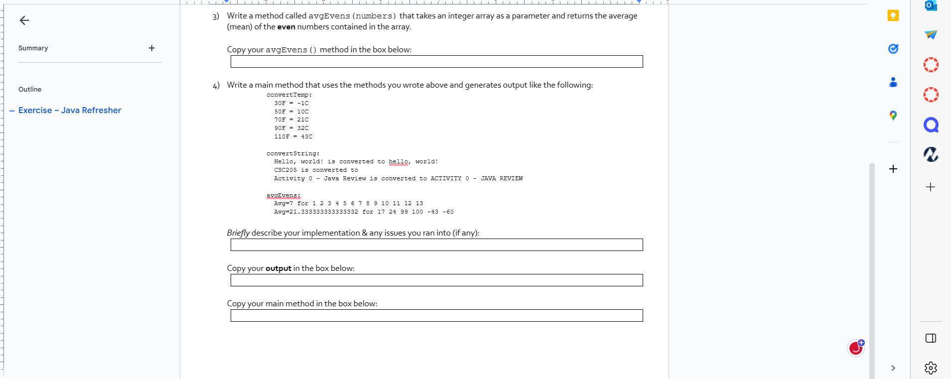 Solved Exercise - Java Refresher The intention of this | Chegg.com
