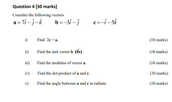 Solved Consider the following vectors | Chegg.com