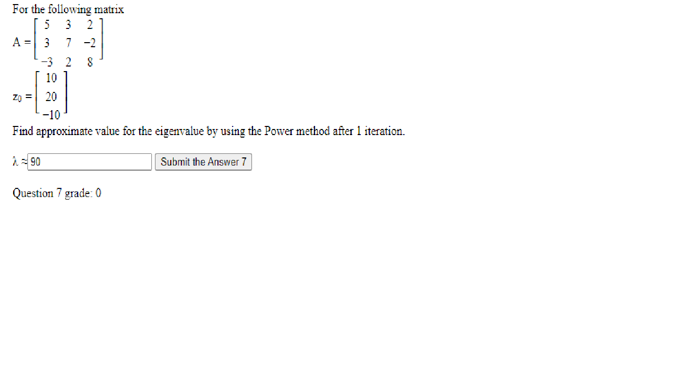 Solved For the following matrix 5 3 A= 3 7 -2 os 8 -3 2 10 | Chegg.com