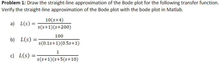 Solved Problem 1: Draw the straight-line approximation of | Chegg.com