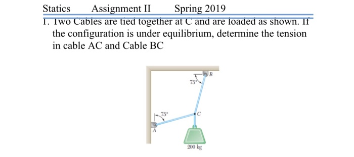 Solved Statics Assignment I Spring 2019 Г.Tocables are tied | Chegg.com