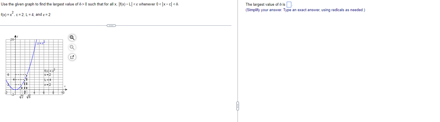 Solved Use the given graph to find the largest value of δ>0 | Chegg.com