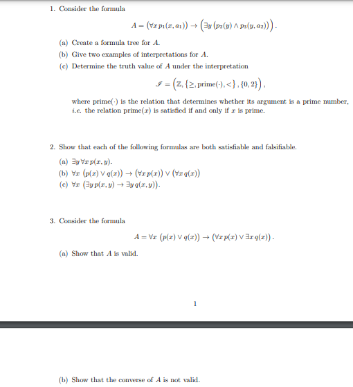 Solved 1. Consider the formula | Chegg.com