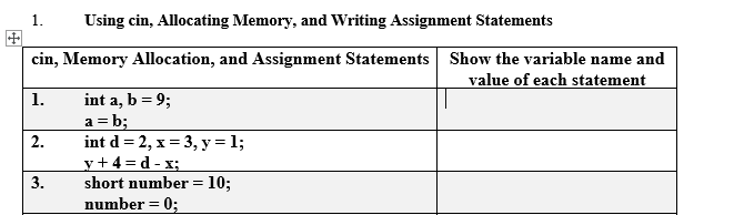 Solved Using cin, Allocating Memory, and Writing Assignment | Chegg.com