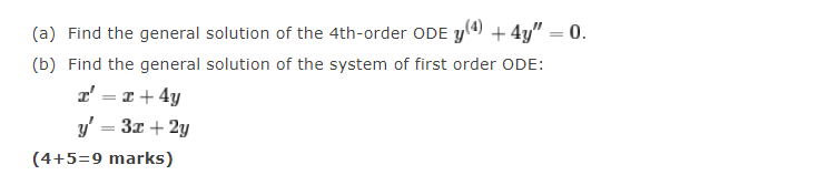 Solved (a) Find the general solution of the 4th-order ODE | Chegg.com