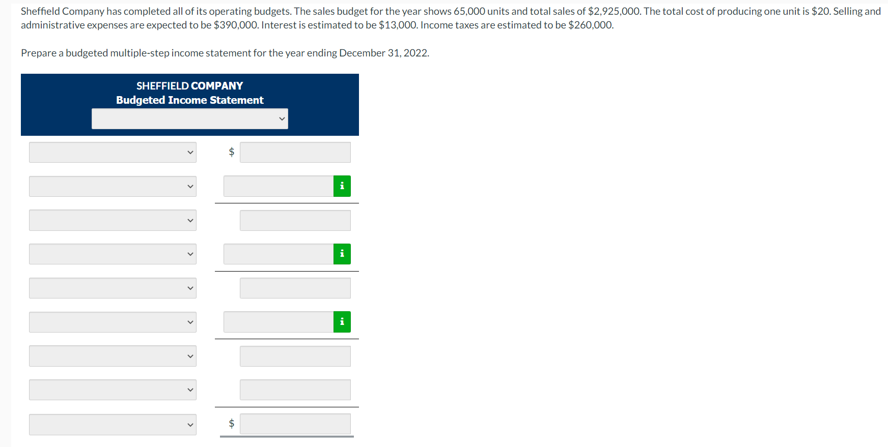 Solved Sheffield Company has completed all of its operating | Chegg.com