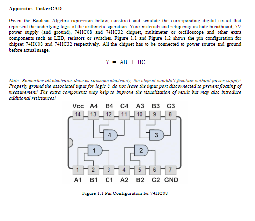 Solved Apparatus: TinkerCAD Given the Boolean Algebra | Chegg.com