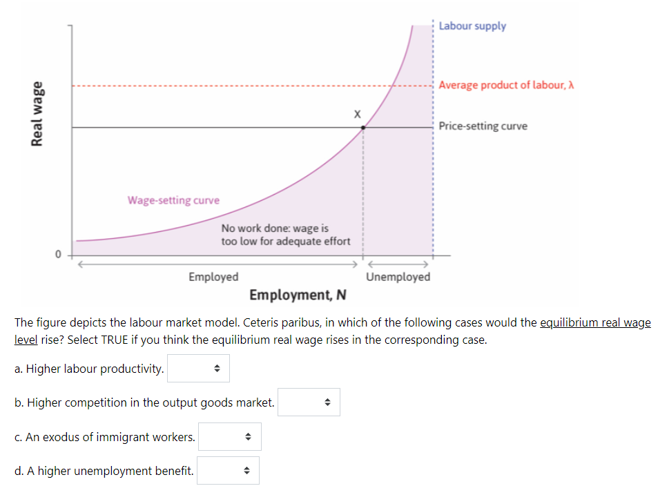 Solved Labour supply Average product of labour, 1 Real wage | Chegg.com