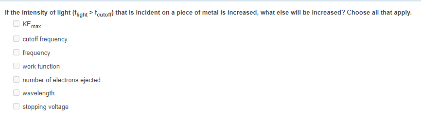 Solved If the intensity of light (flight > fcutoff) that is | Chegg.com