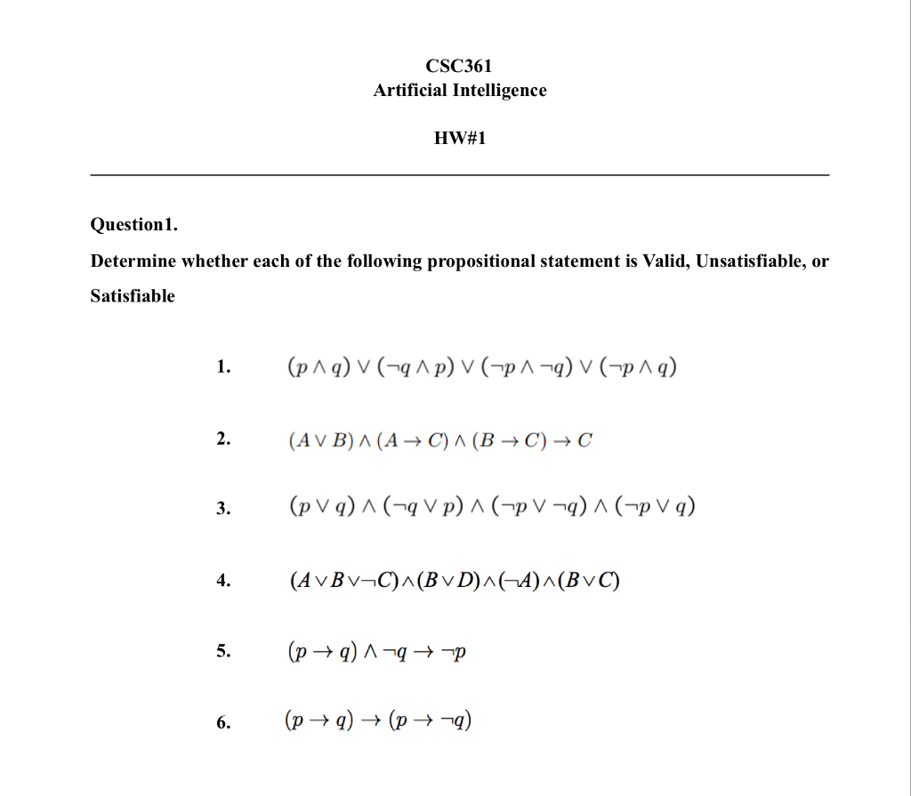 Solved CSC361 Artificial Intelligence HW#1 Question | Chegg.com