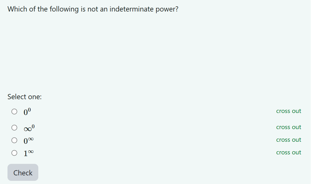 Which of the following is not an indeterminate power? | Chegg.com