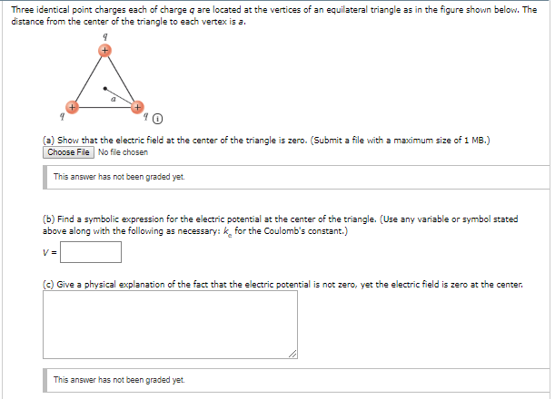 Solved Three identical point charges each of charge q are | Chegg.com