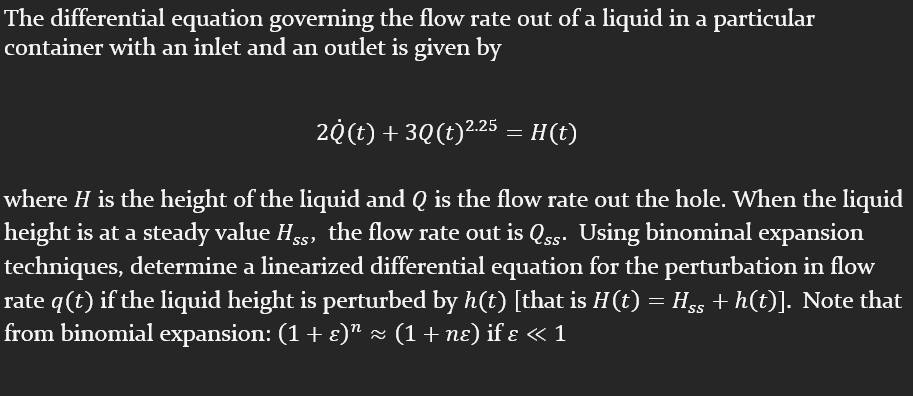 Solved The differential equation governing the flow rate out | Chegg.com