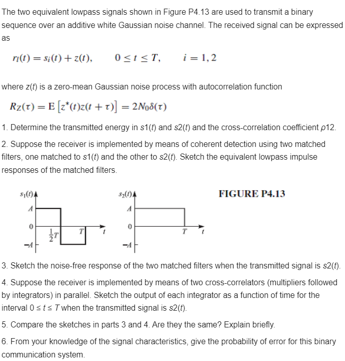 The two equivalent lowpass signals shown in Figure | Chegg.com