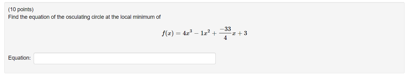 Solved (10 points) Find the equation of the osculating | Chegg.com
