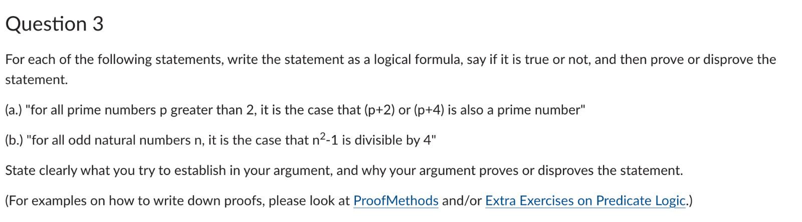Solved For each of the following statements, write the | Chegg.com