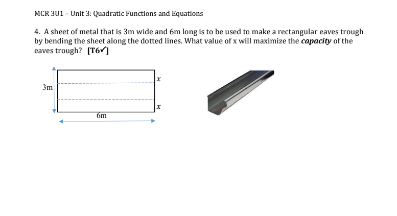 Solved MCR 3U1 - Unit 3: Quadratic Functions and Equations | Chegg.com