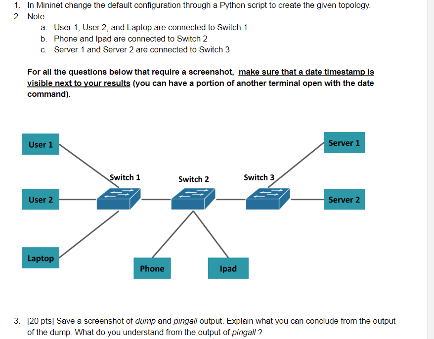 1. In Mininet change the default configuration | Chegg.com