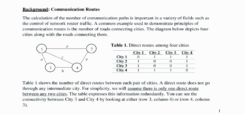 Solved Background: Communication Routes The calculation of | Chegg.com