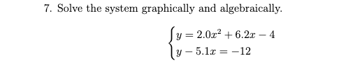 Solved 7. Solve the system graphically and algebraically. y | Chegg.com
