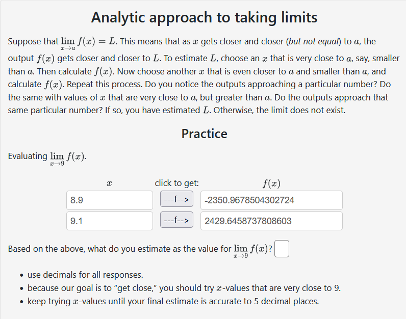 Solved Analytic approach to taking limits Suppose that | Chegg.com