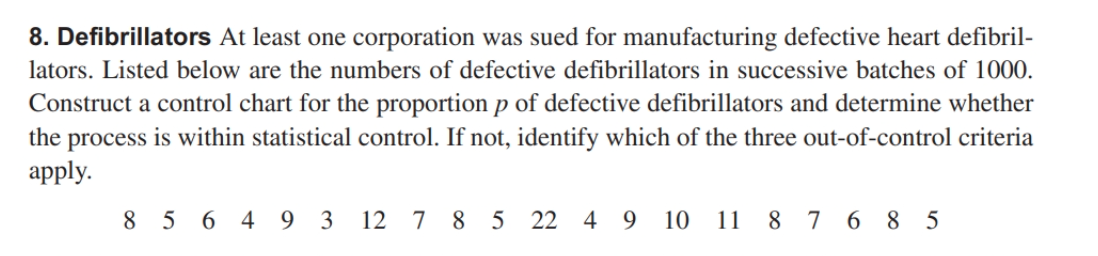 Solved Control Charts for p. In Exercises 5-12, use the | Chegg.com
